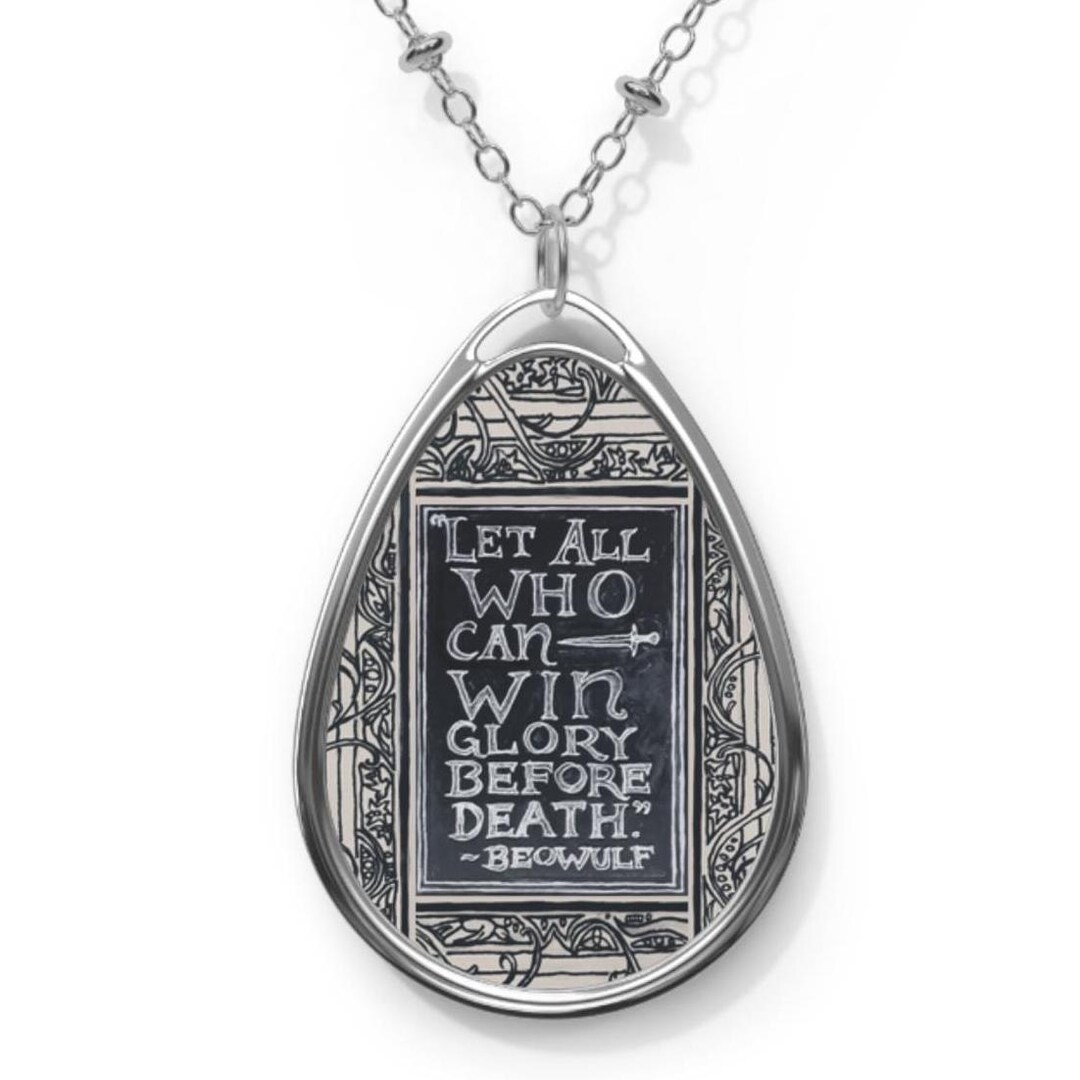 Beowulf Quote Necklace, Hand-drawn Art: win Glory A.j.rhys, Gift for ...