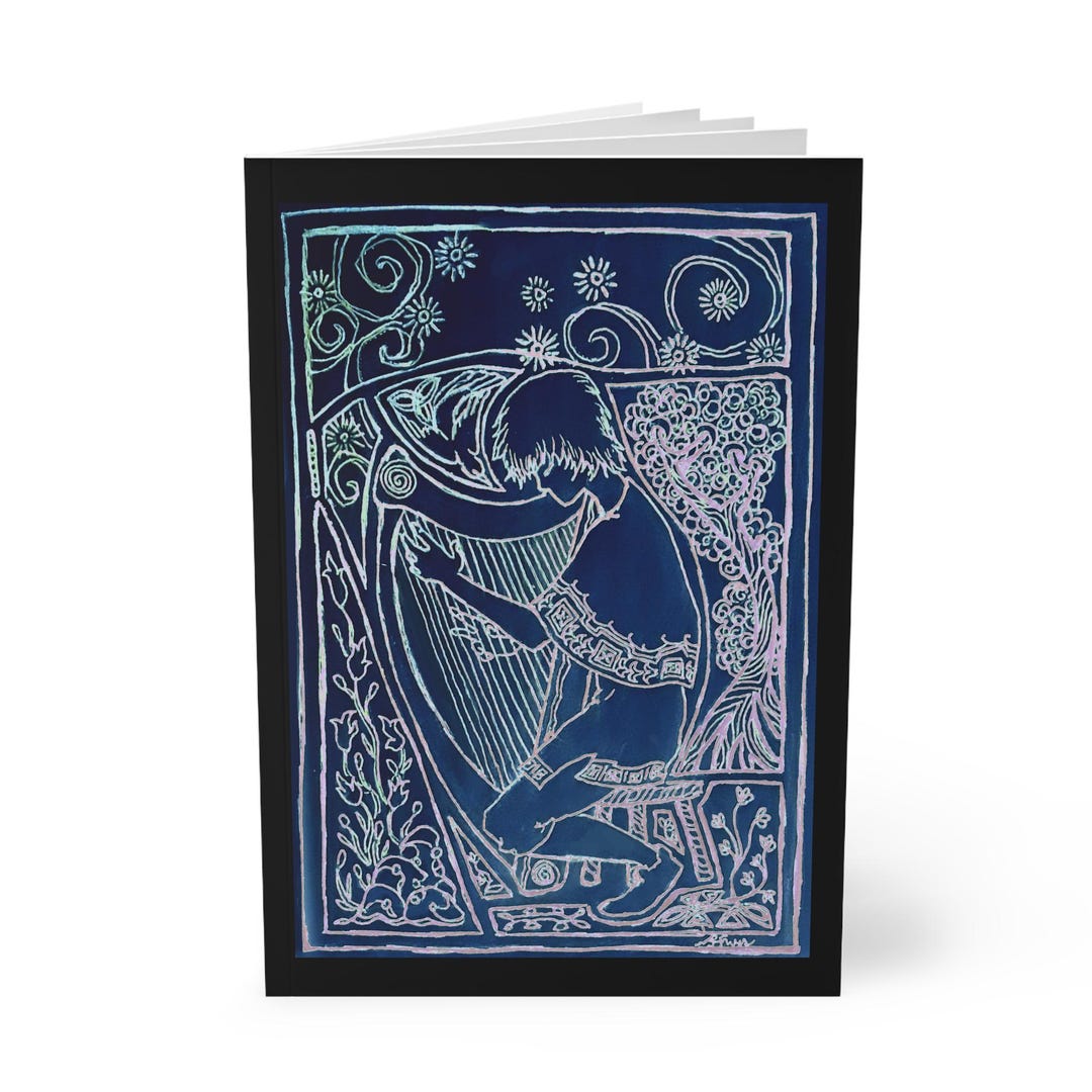 Harp Journal, Softcover Notebook, Hand-drawn Art: "tuning the Harp ...