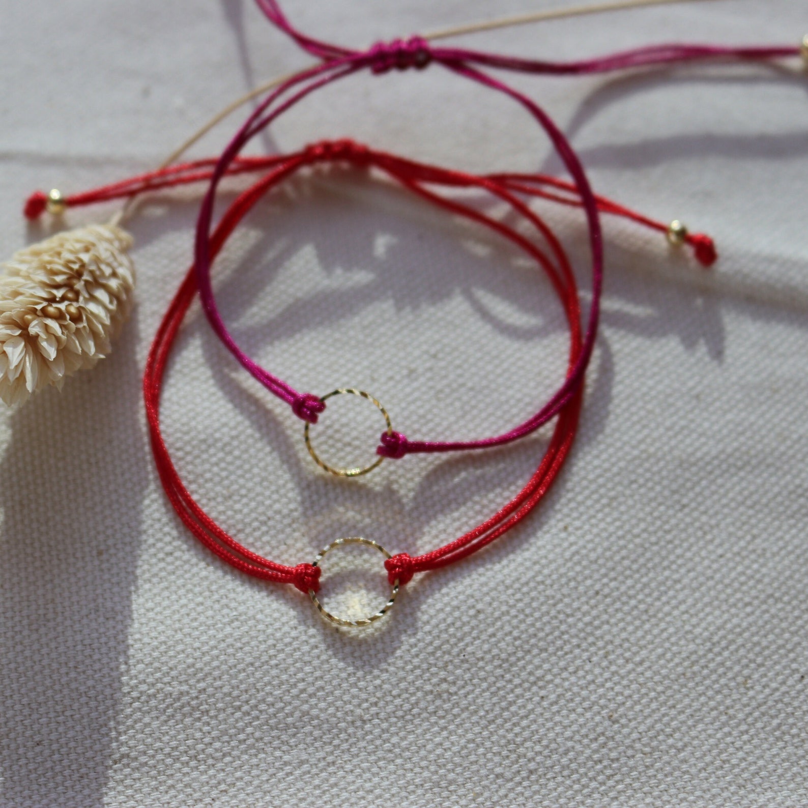 String Friendship Bracelet, Circle Bracelet, Matching Couple Bracelets ...