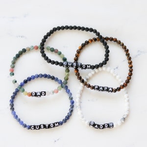 Custom Men's Beads Bracelet, Father's Gift With Children's Names ...