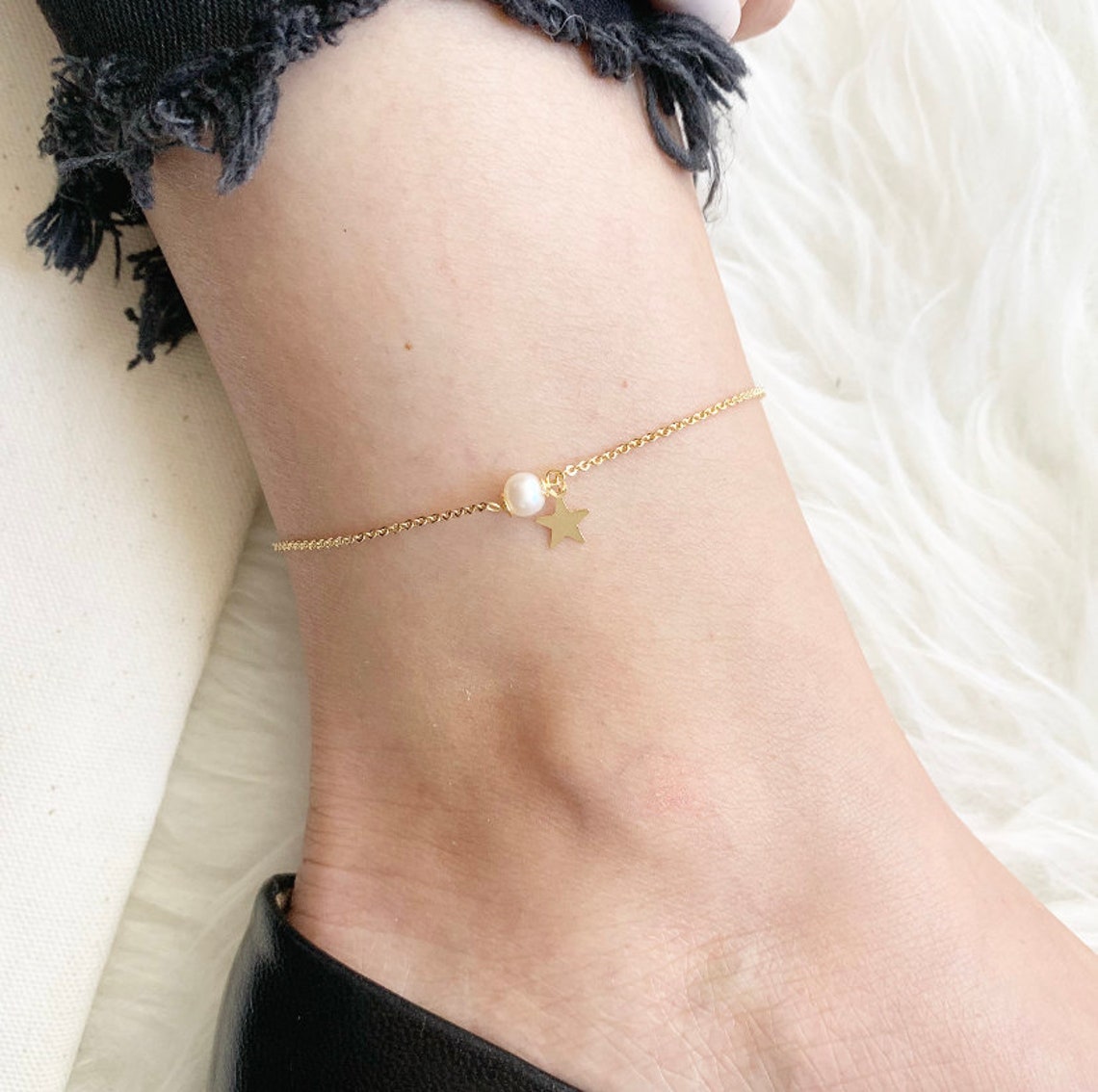 Ankle bracelet star anklet bracelet anklets for women 14k | Etsy