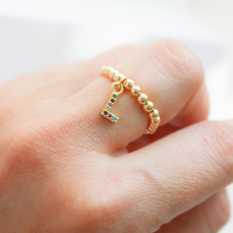 Initial Adjustable Ring Personalized Letter Ring Custom | Etsy