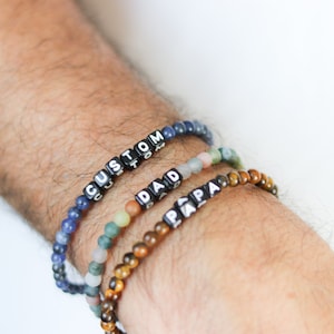 Custom Men's Beads Bracelet, Father's Gift With Children's Names ...