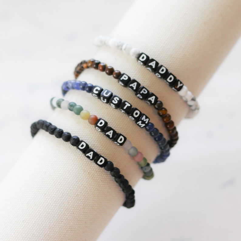 Custom Men's Beads Bracelet, Father's Gift With Children's Names ...