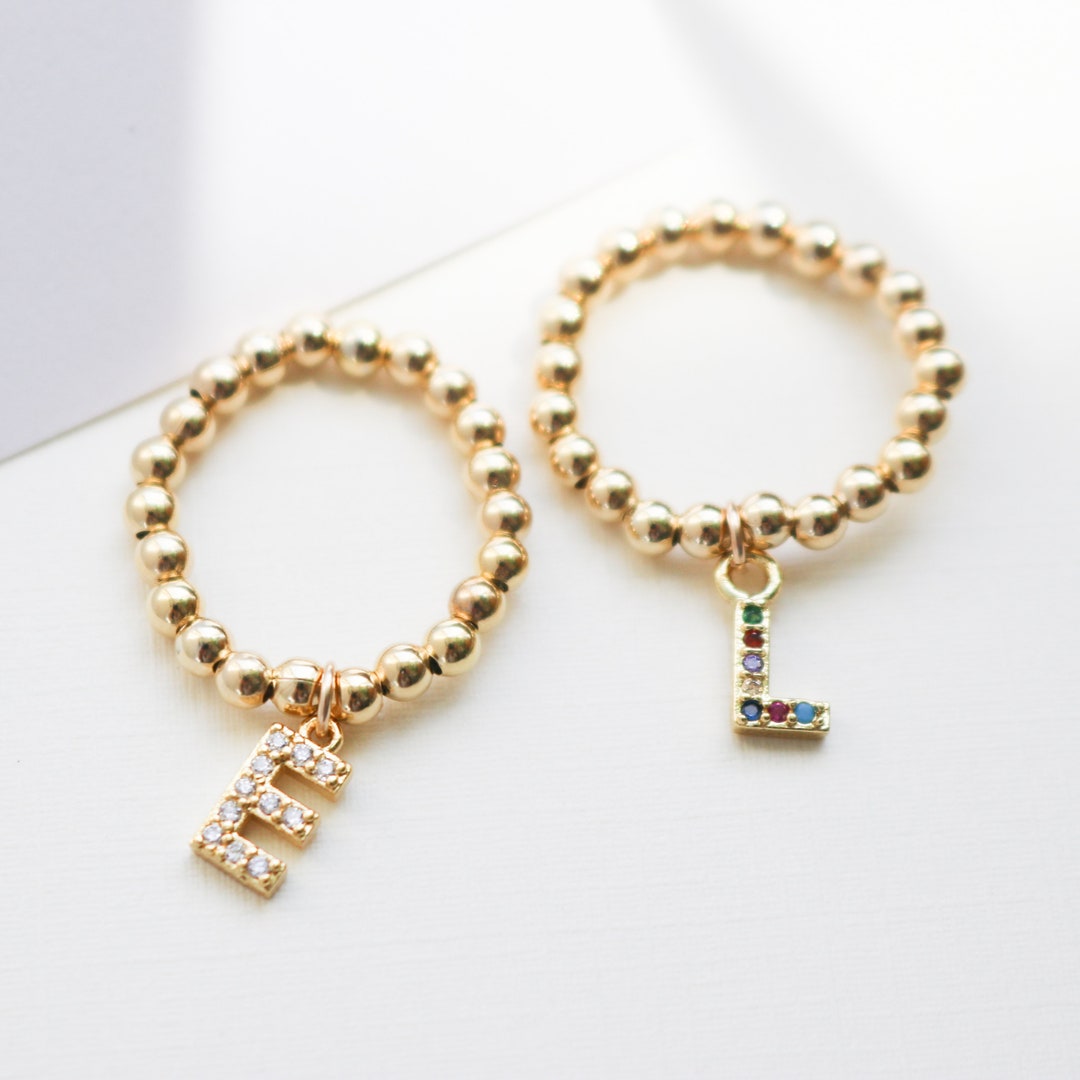 Initial Adjustable Ring, Personalized Letter Ring, Custom Letter Ring ...