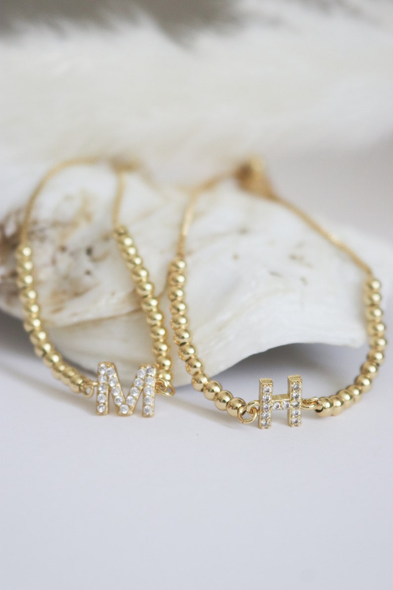 Personalized Initial Bracelet, Initial Bracelet, Custom Gold Letter ...
