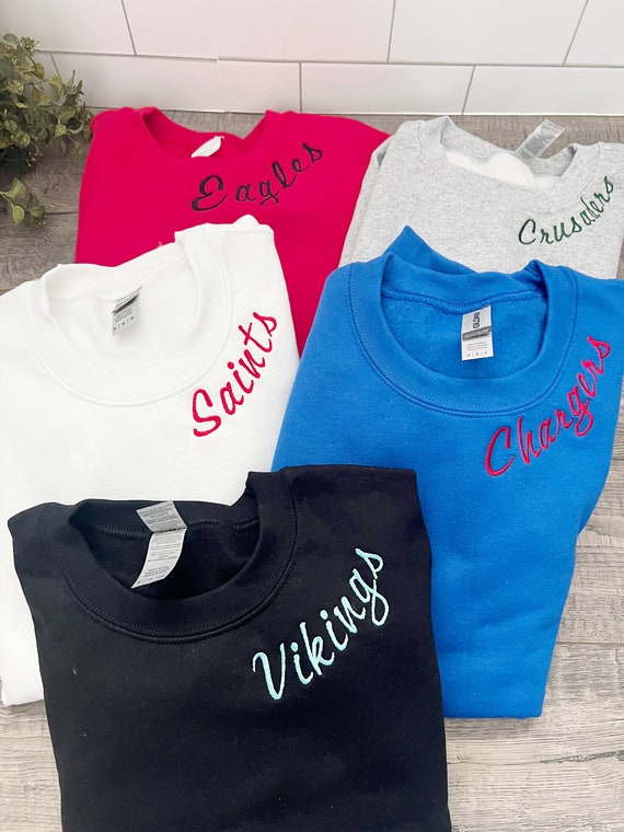 Team Embroidered Sweatshirt Custom Team Sweater Back to - Etsy