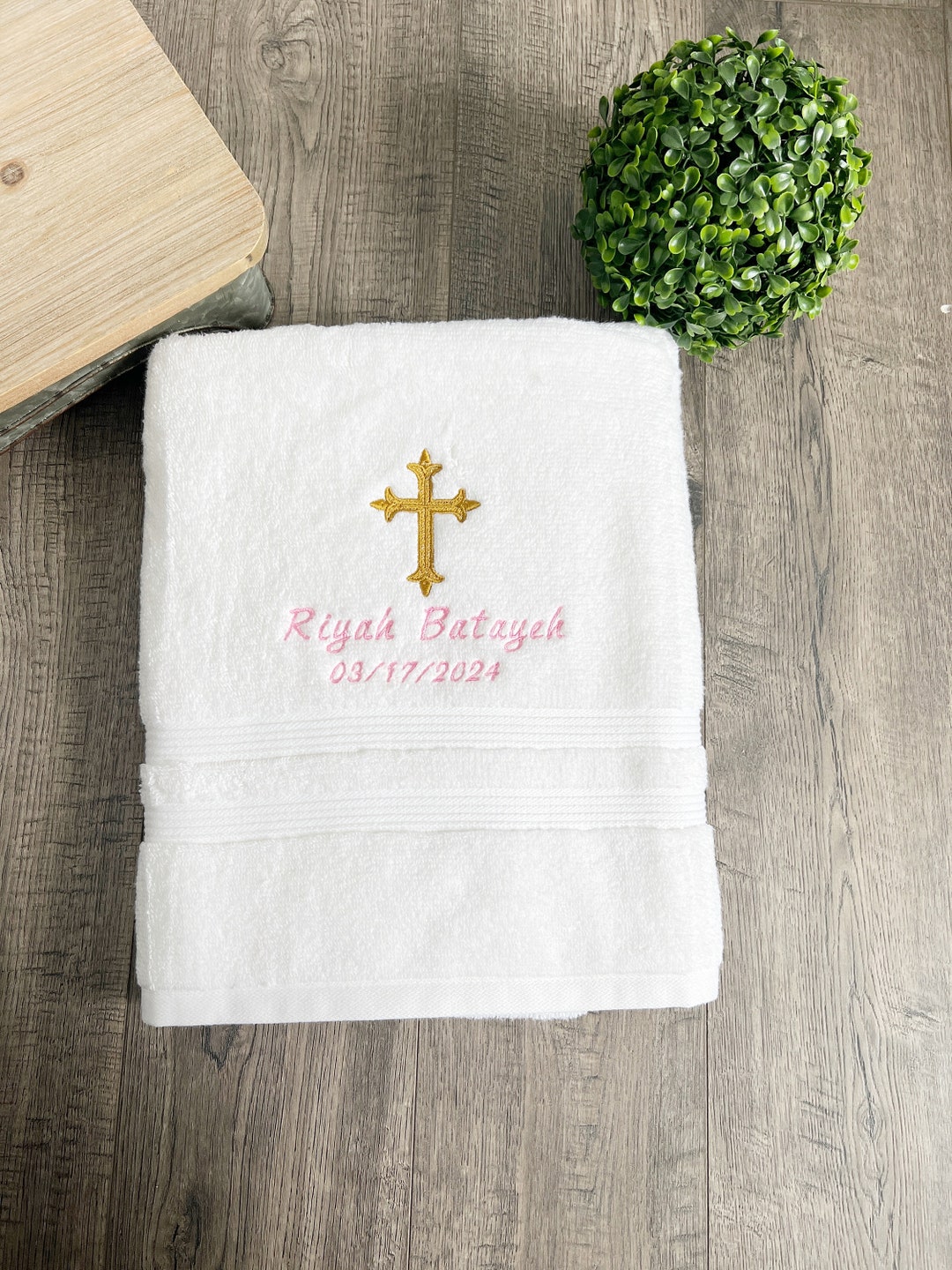 Baptism Towel, Ctr Towel, Embroidered Bath Towel, Personalized Bath ...
