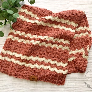 Crochet Baby Blanket, Mauve Baby Blanket, Mauve and Ivory Baby Blanket ...