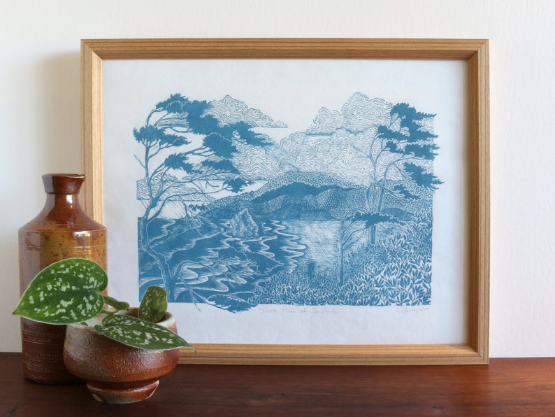 Haystack Rock Block Print: Oregon Coast Landscape Art (11x14) - Etsy