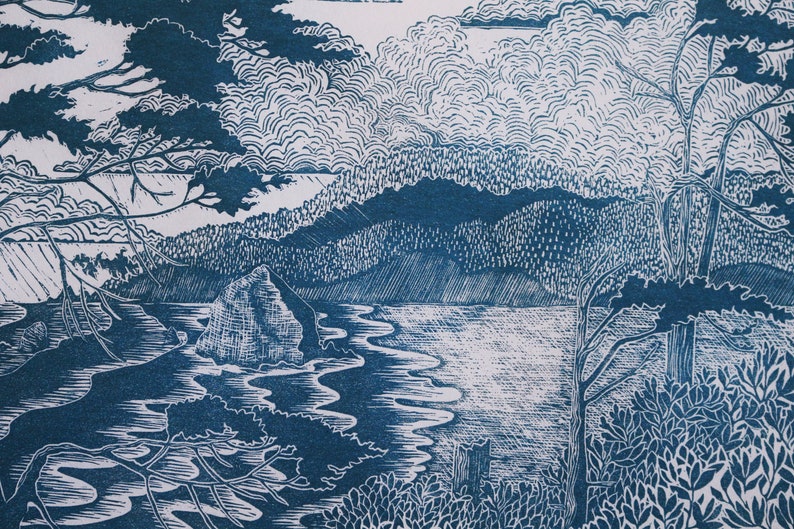 Haystack Rock Block Print: Oregon Coast Landscape Art (11x14) - Etsy