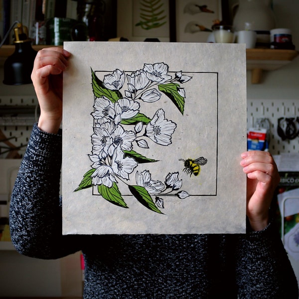 Block Print Flowers - Etsy