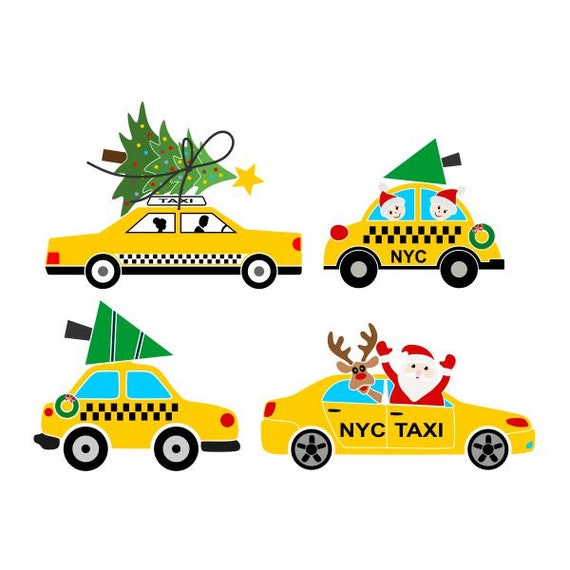 Taxi Nyc Santa Christmas Cuttable Design SVG PNG DXF & eps | Etsy