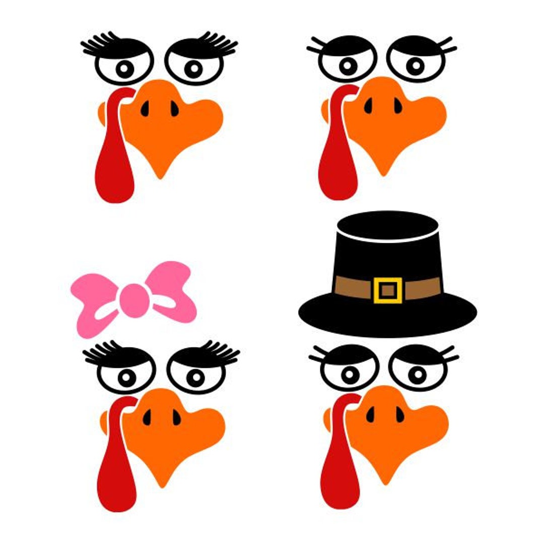 Turkey Face Pack Cuttable Design SVG PNG DXF & Eps Designs Cameo File ...