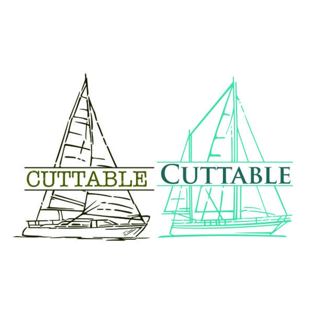 Boat Sailboat Sail Monogram Monogram Frames Cuttable Design SVG PNG DXF ...