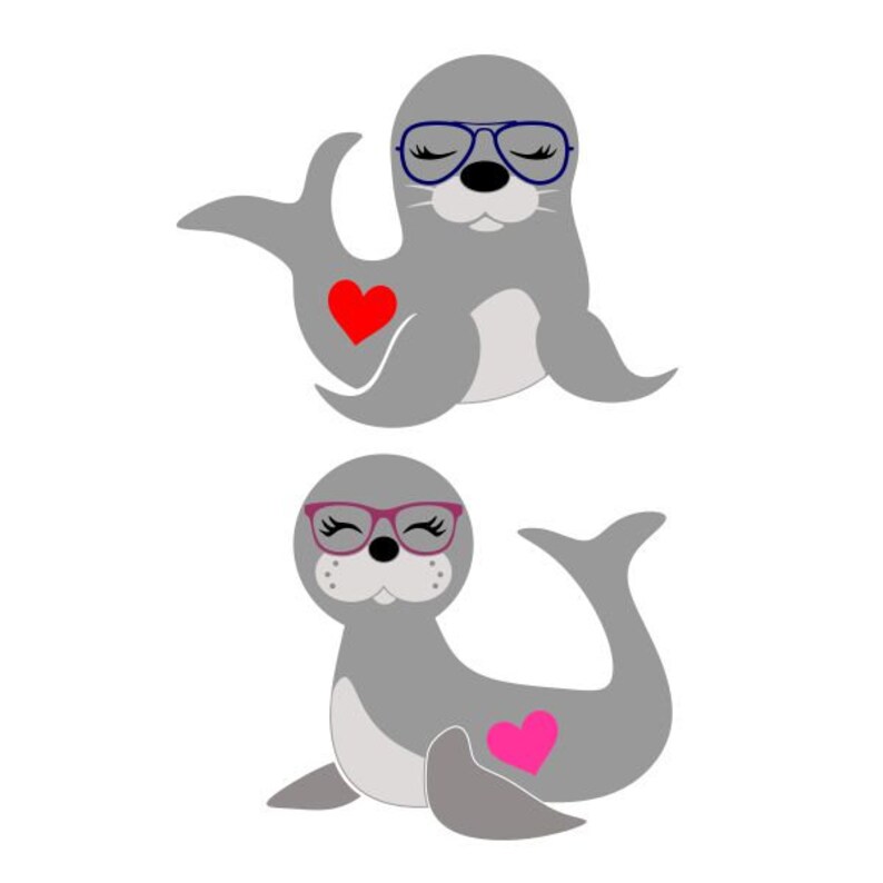 Seal Glasses Animal Cuttable Design Pack SVG PNG DXF & Eps - Etsy