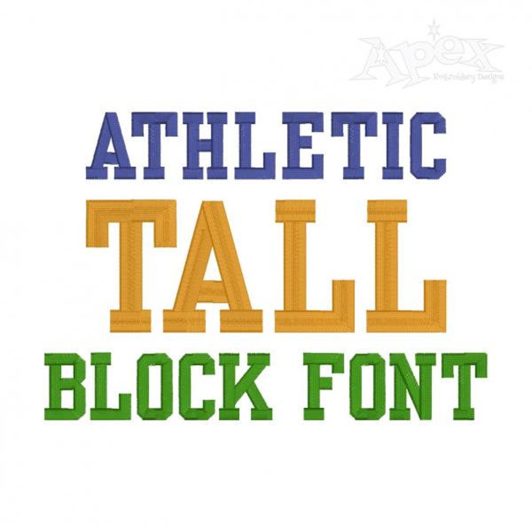 Athletic Tall Block Embroidery Font Alphabet Letters INSTANT DOWNLOAD ...