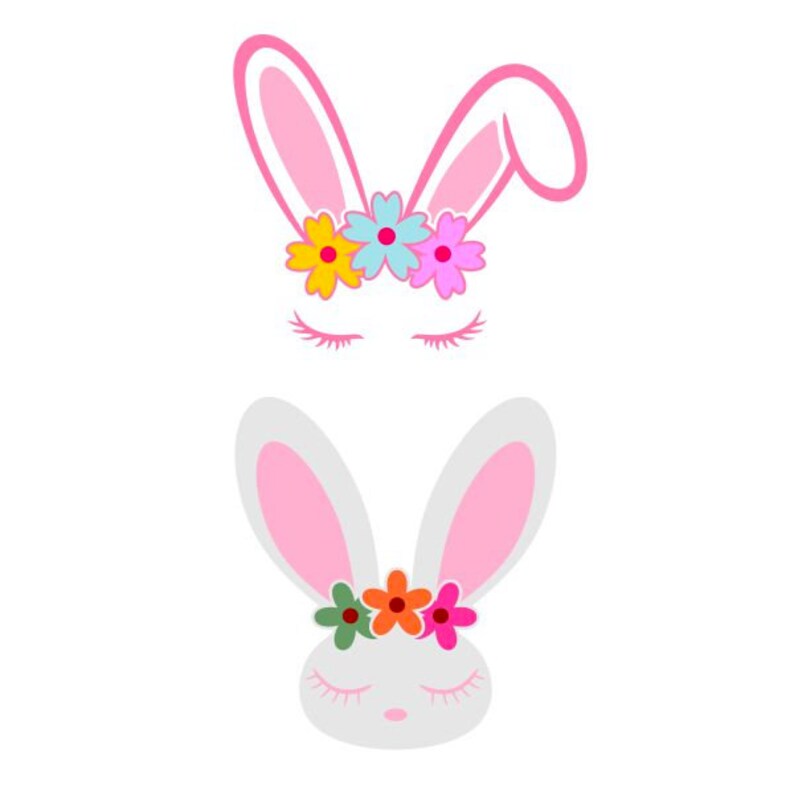 Easter Bunny Flowers Cuttable Design Pack SVG PNG DXF & Eps | Etsy