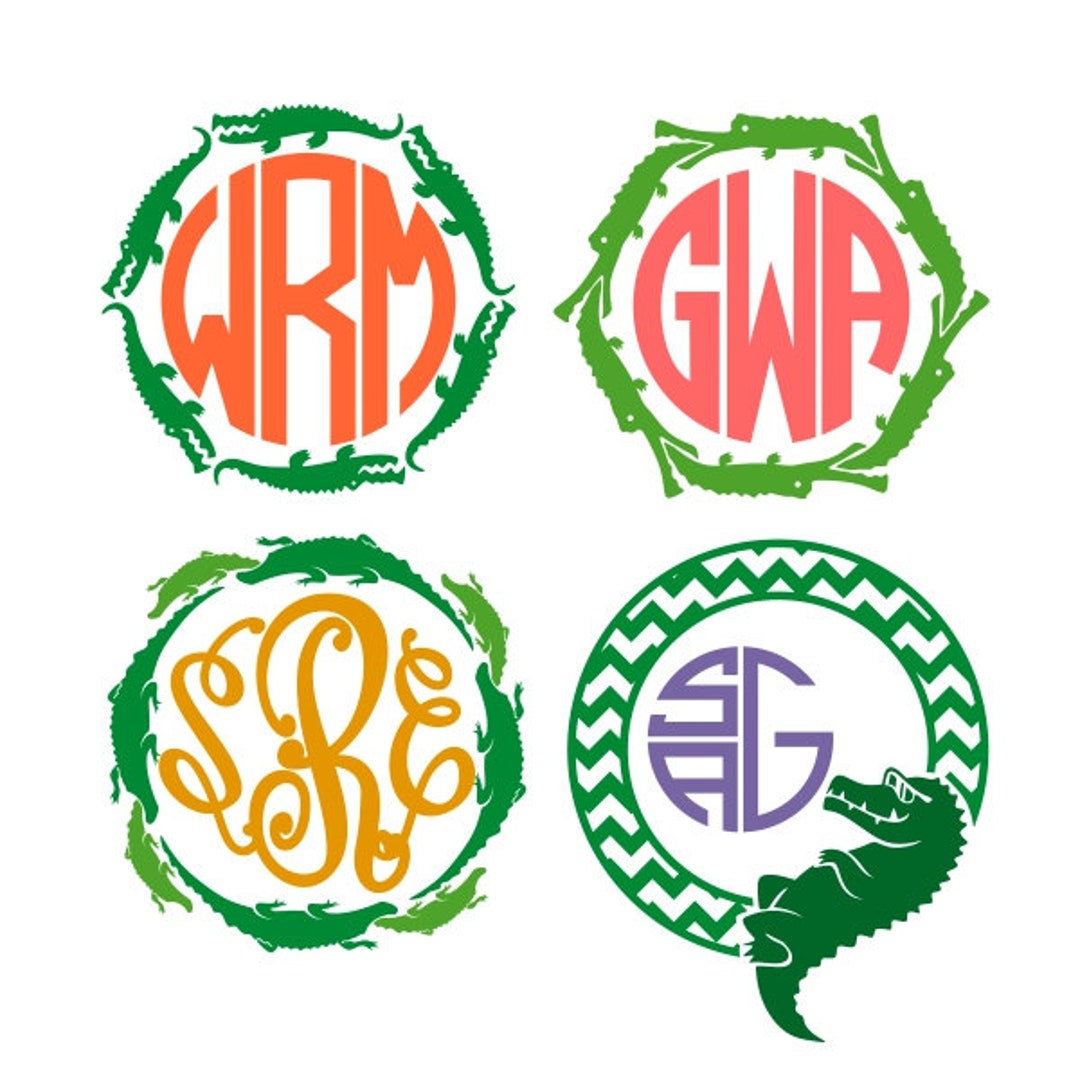 Alligator Gator Monogram Pack Cuttable Design SVG PNG DXF & Eps Designs ...