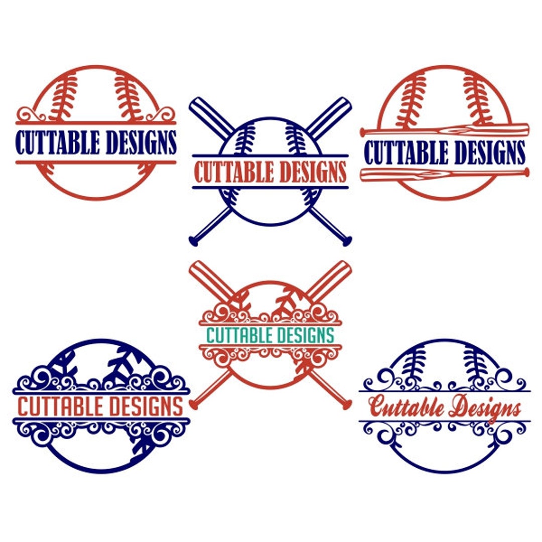 Baseball Split Pack Cuttable Design SVG PNG DXF & Eps Designs Cameo ...