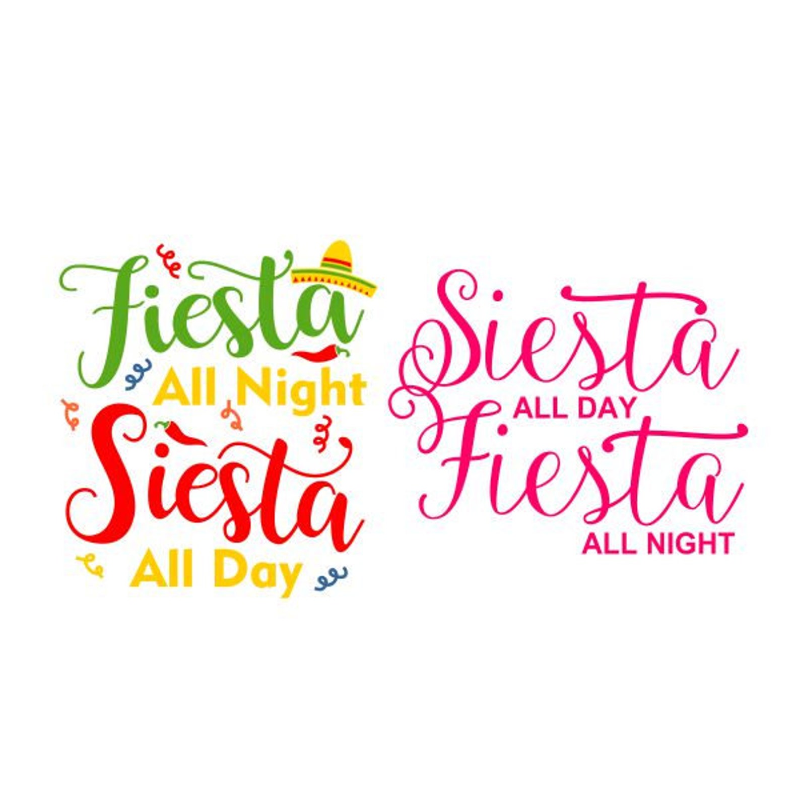 Fiesta All Night Siesta All Day Funny Party Cuttable Design | Etsy