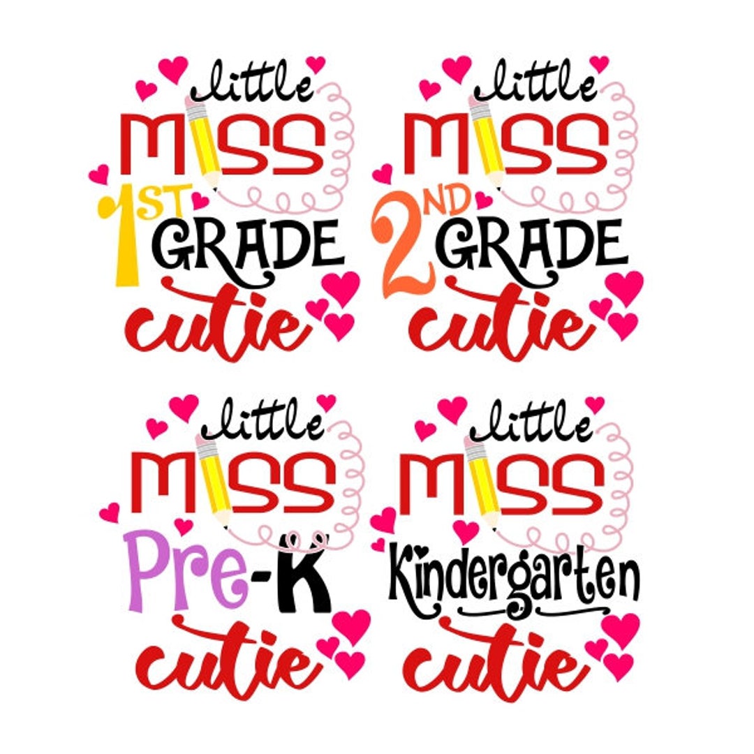 Little Miss 1st Grade Pre-k Kindergaten 2nd Cuttable Design SVG PNG DXF ...