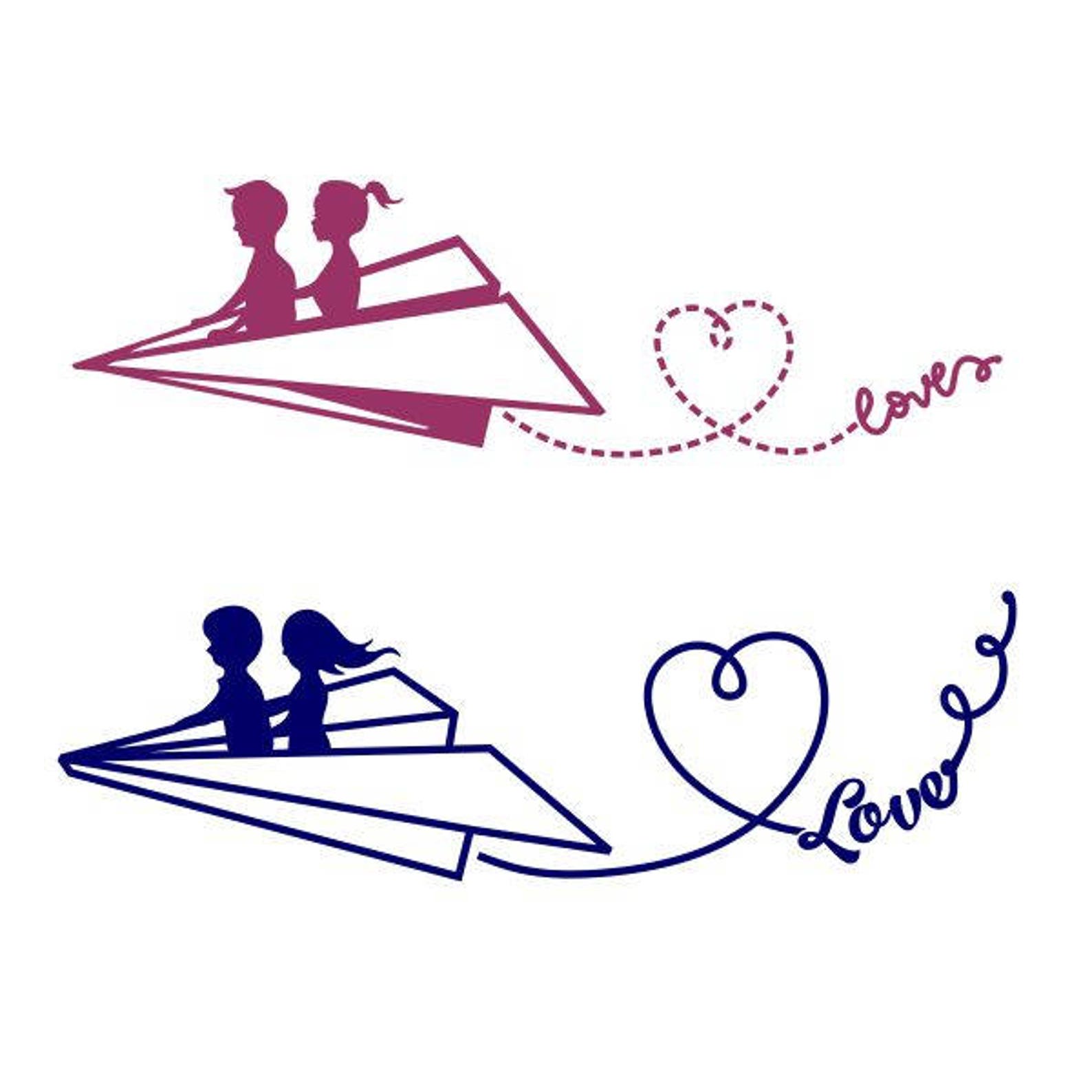Love Paper Airplane Cuttable Design SVG PNG DXF & Eps Designs - Etsy