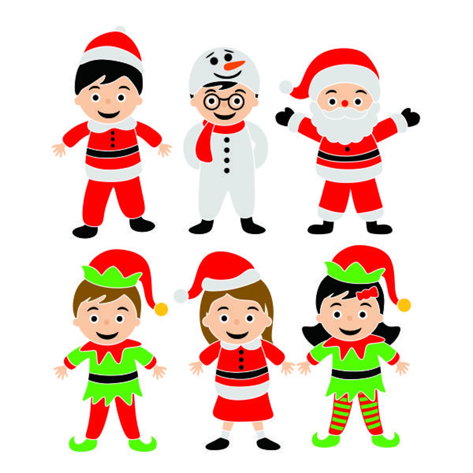 Christmas People Clipart Cuttable Design SVG PNG DXF & Eps - Etsy