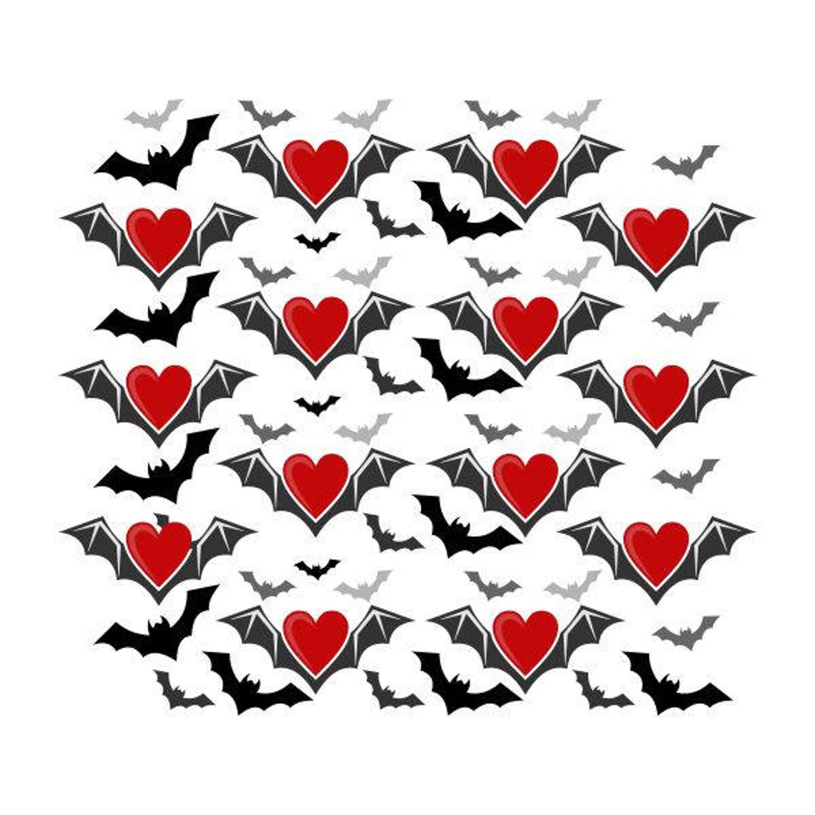 Heart Bat Print Halloween Cuttable SVG PNG DXF & Eps Designs | Etsy