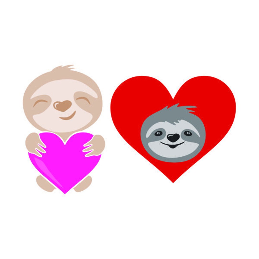 Sloth Valentines Day Cuttable Design SVG PNG DXF & Eps Designs Cameo ...