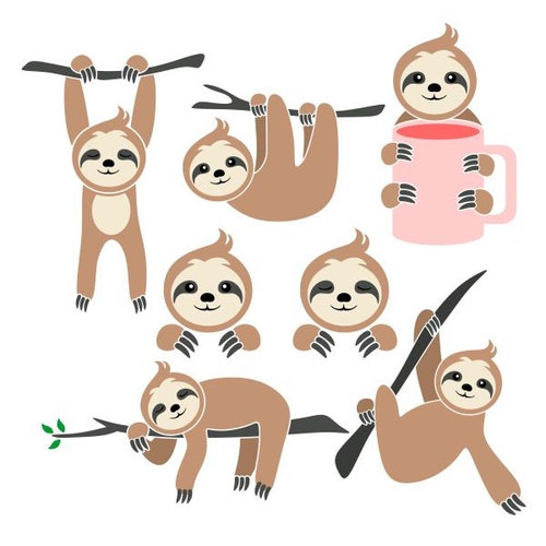Sloth Animal Cuttable Design Pack SVG PNG DXF & Eps Designs | Etsy