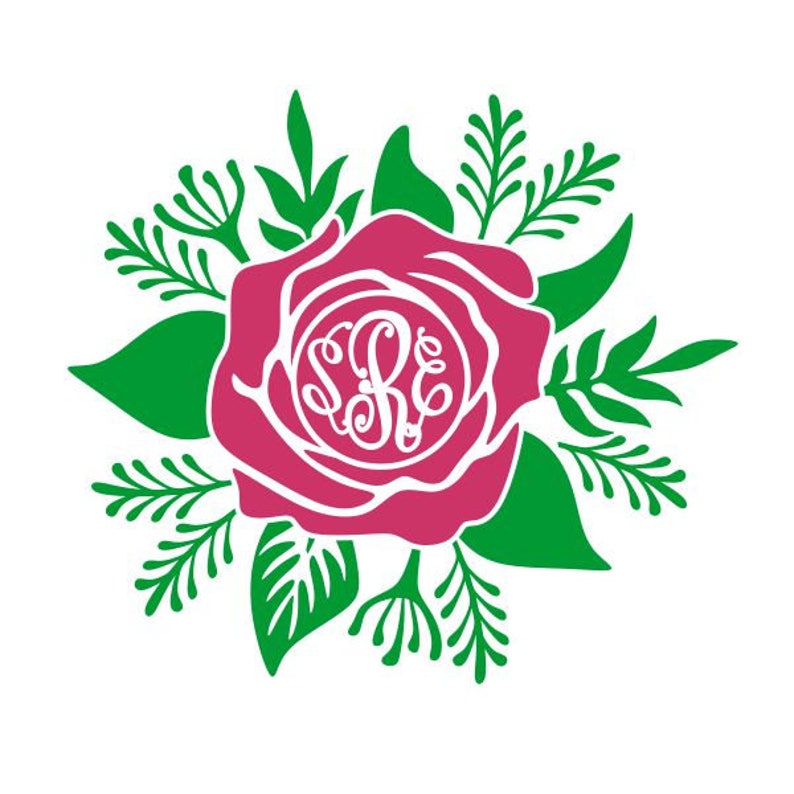 Flower Rose Frame Monogram Cuttable Design SVG PNG DXF & Eps - Etsy