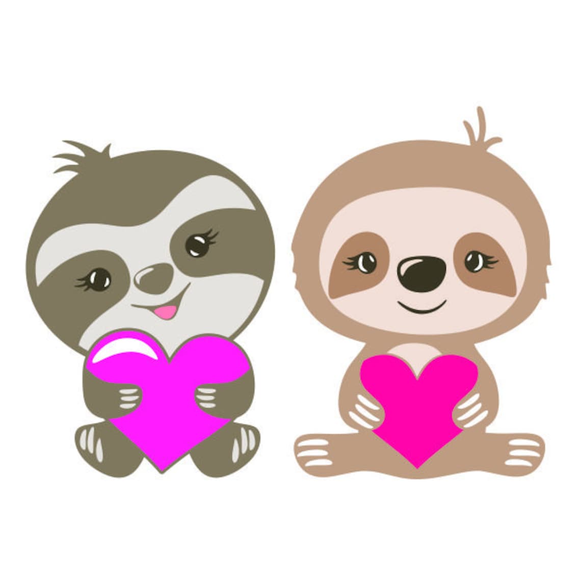 Slow Heart Sloth Animal Love Valentines Day Love Cuttable - Etsy España