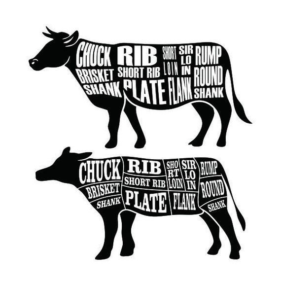 Cow Butcher Meat Cuttable Design SVG PNG DXF & Eps Designs | Etsy Canada