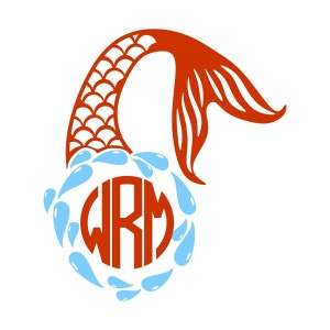 Mermaid Tail Water Splash Monogram Pack Cuttable Design SVG PNG DXF ...