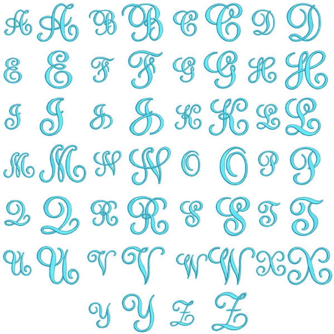 Sydney Monogram Machine Embroidery Font Alphabet Letters - Etsy