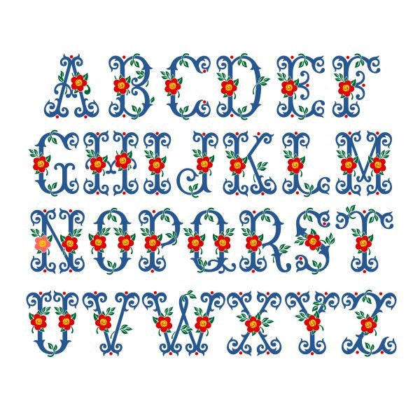 Rose Flower Font 2 Monogram Cuttable Design SVG PNG DXF & Eps | Etsy