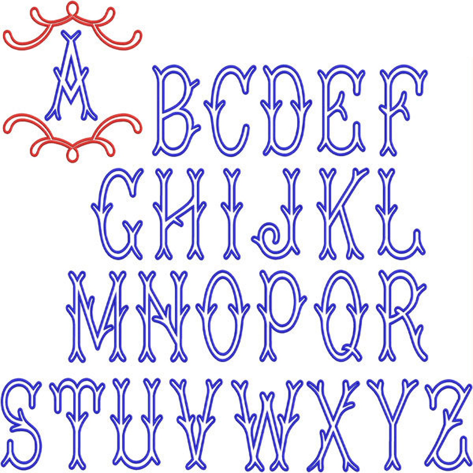 Pagoda Monogram Applique Embroidery Font Monogram Alphabet - Etsy