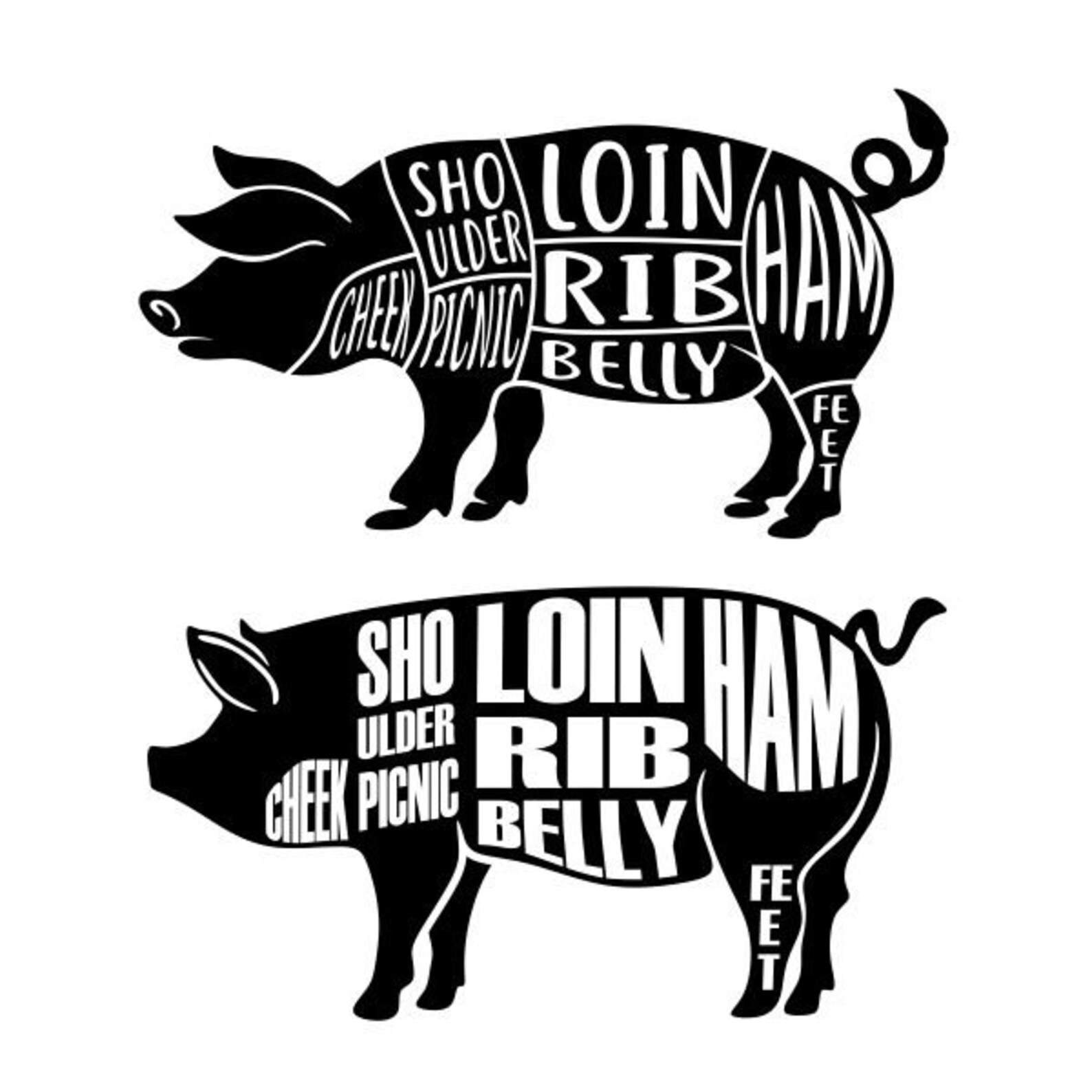 Pig Butcher Meat Cuttable Design SVG PNG DXF & Eps Designs - Etsy