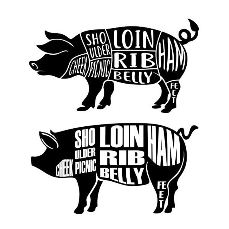 Pig Butcher Meat Cuttable Design SVG PNG DXF & Eps Designs - Etsy