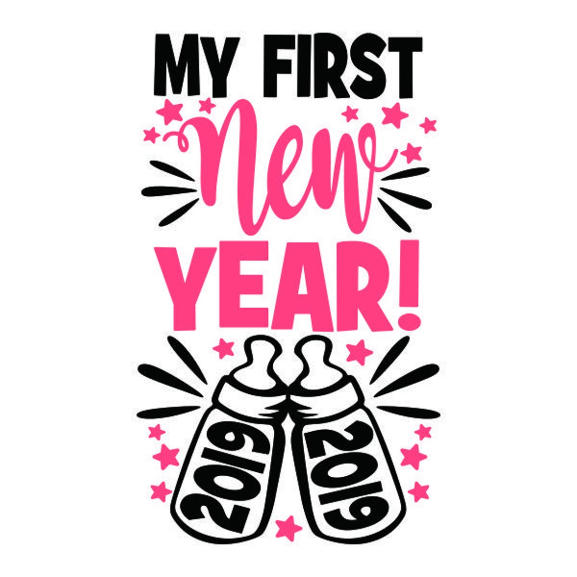 New Year Eve Baby Newborn First Cuttable Design SVG PNG DXF & - Etsy