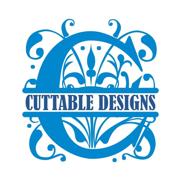 Square Flower Split Script Font Monogram Cuttable Design SVG | Etsy