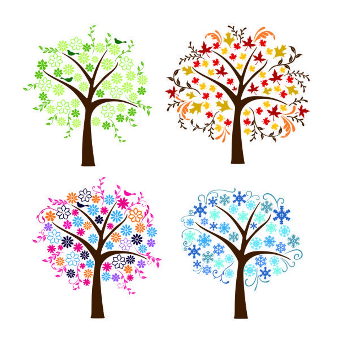 Four Seasons Tree Pack Cuttable Design SVG PNG DXF & Eps Designs Cameo ...