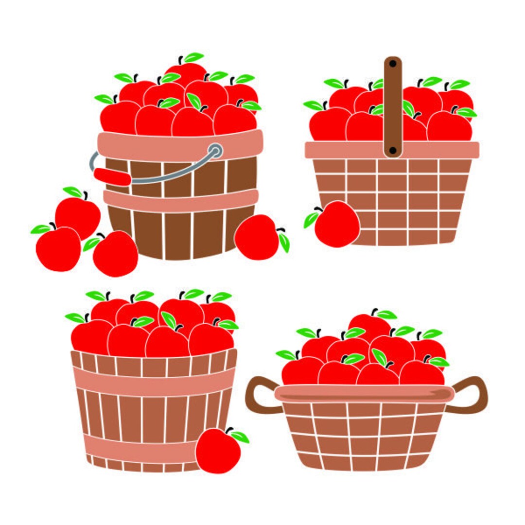 Apple Basket Harvest Autumn Fall Cuttable Design Thanksgiving Pack SVG ...