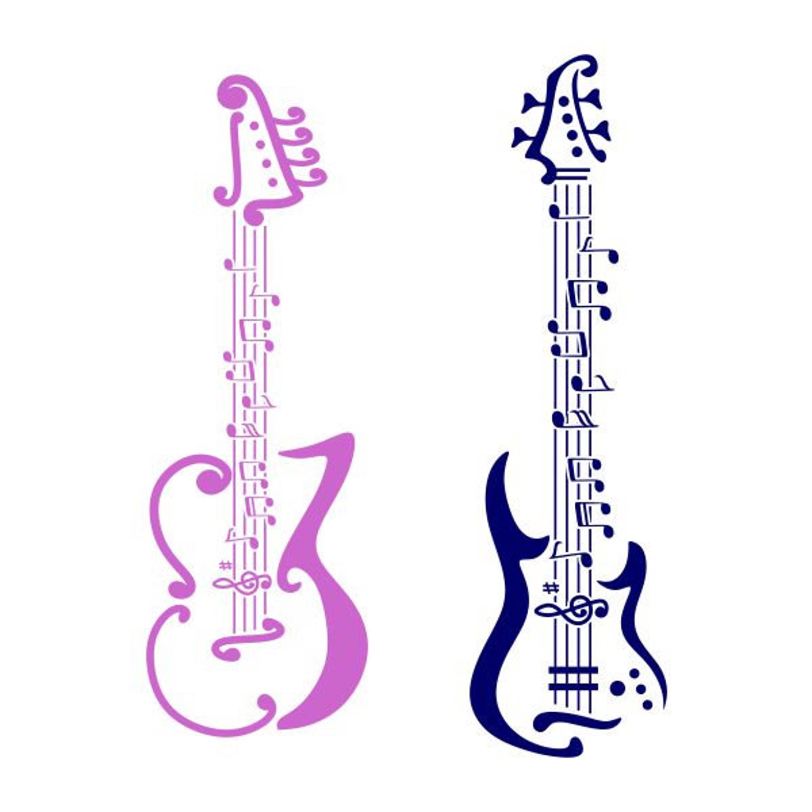 Music Guitar Design SVG PNG DXF & Eps Designs Cameo File - Etsy