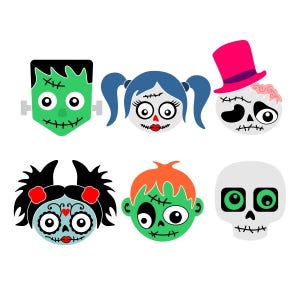 Monster Face Halloween Cuttable SVG PNG DXF & Eps Designs Cameo File ...