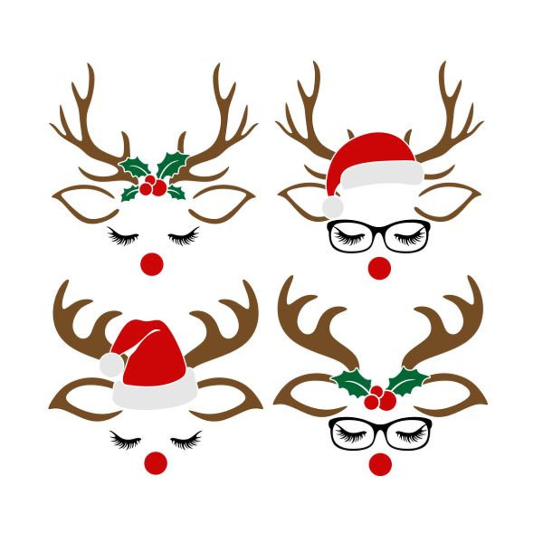 Reindeer Rudolph Santa Antlers Christmas Cuttable Design SVG PNG DXF ...