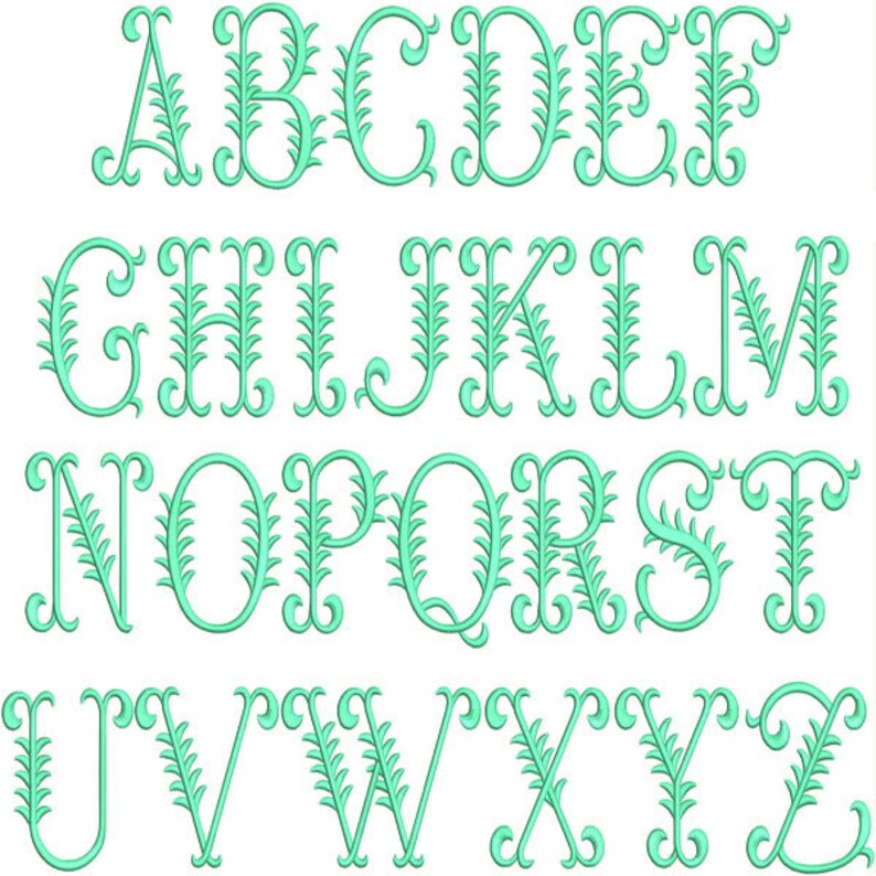 Zadie Monogram Machine Embroidery Font Alphabet Letters - Etsy