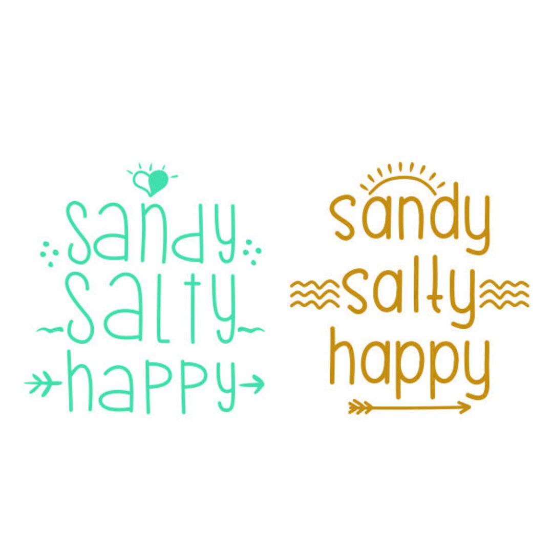 Sandy Salty Happy Pack Cuttable Design SVG PNG DXF & Eps Designs Cameo ...
