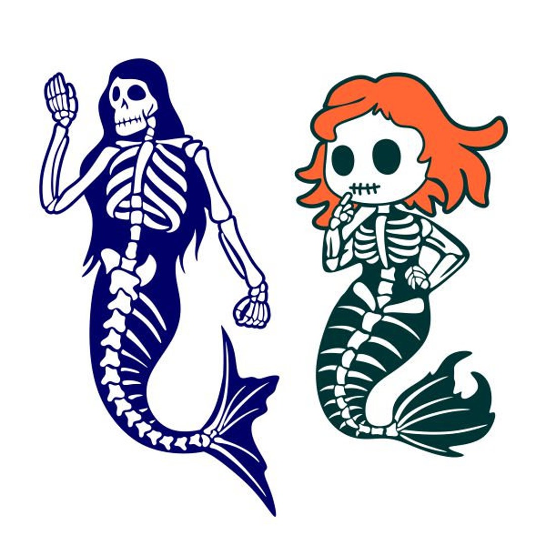Mermaid Skeleton Cuttable Design Pack SVG PNG DXF & Eps Designs Cameo ...